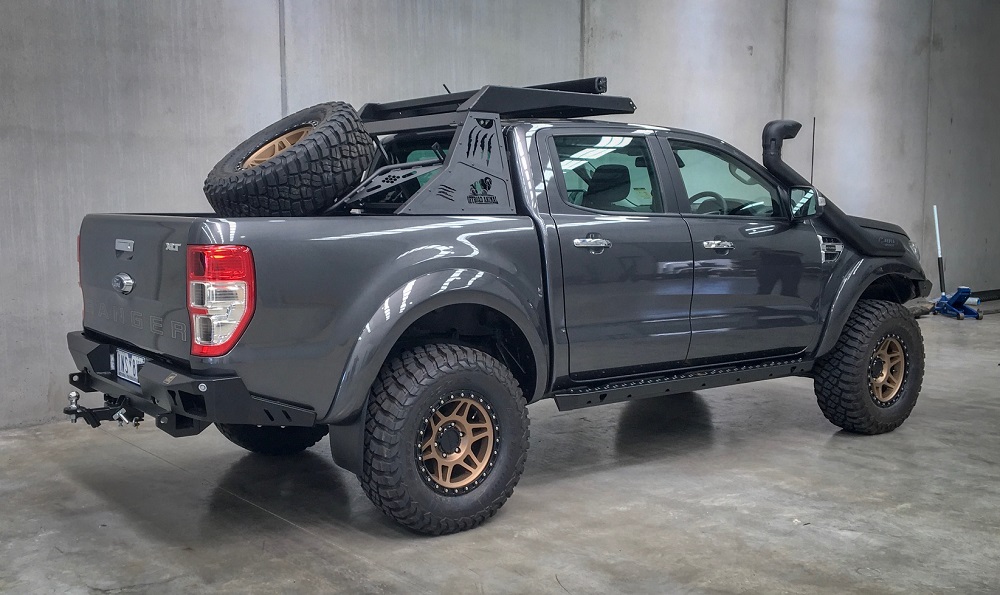 Chase Rack, Tyre Carrier, Ford Ranger + Mazda BT50, 2011-2019 | Recurve